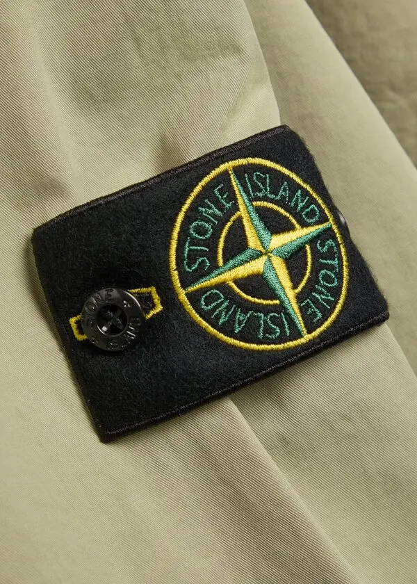 Stone Island Logo-appliquéd Stretch-cotton Overshirt - Green Light