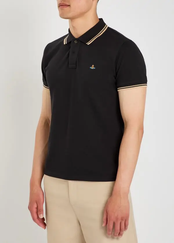 VIVIENNE WESTWOOD Logo-embroidered Piqué Cotton Polo Shirt - Black