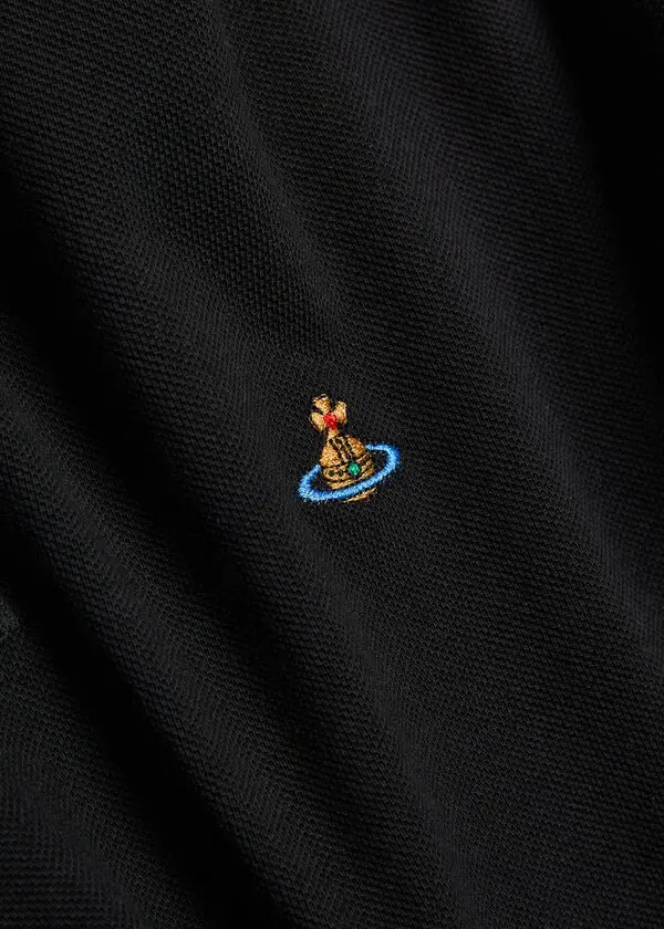 VIVIENNE WESTWOOD Logo-embroidered Piqué Cotton Polo Shirt - Black
