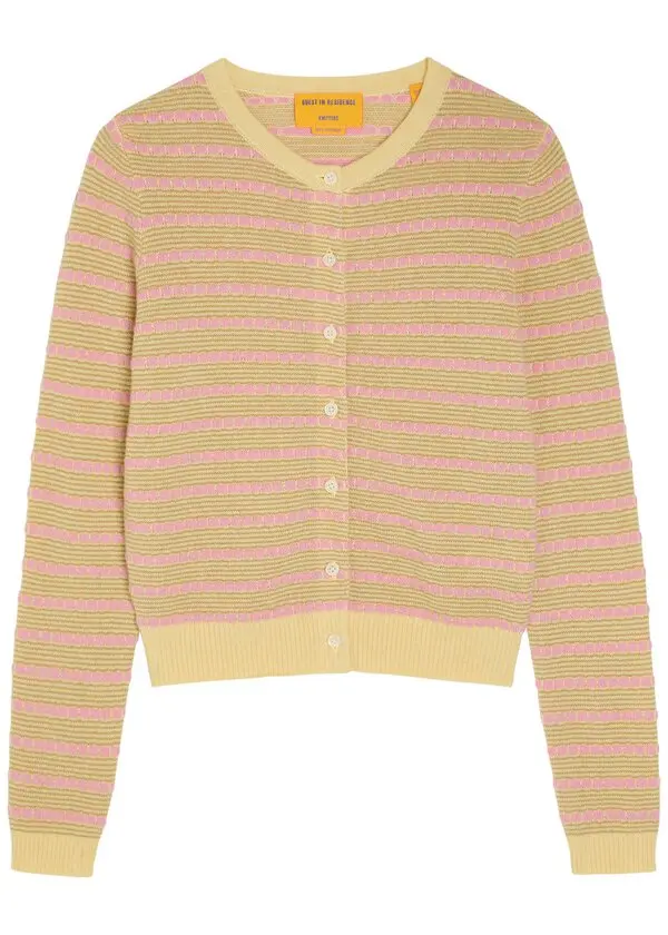 Guest In Residence Pebble Jane Striped Cashmere Cardigan - Yellow