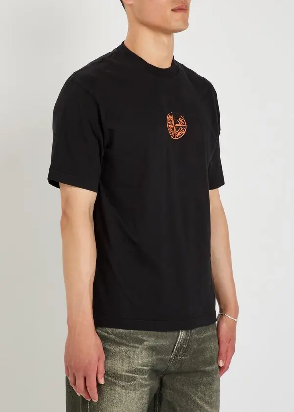 Stone Island Logo-print Cotton T-shirt - Black