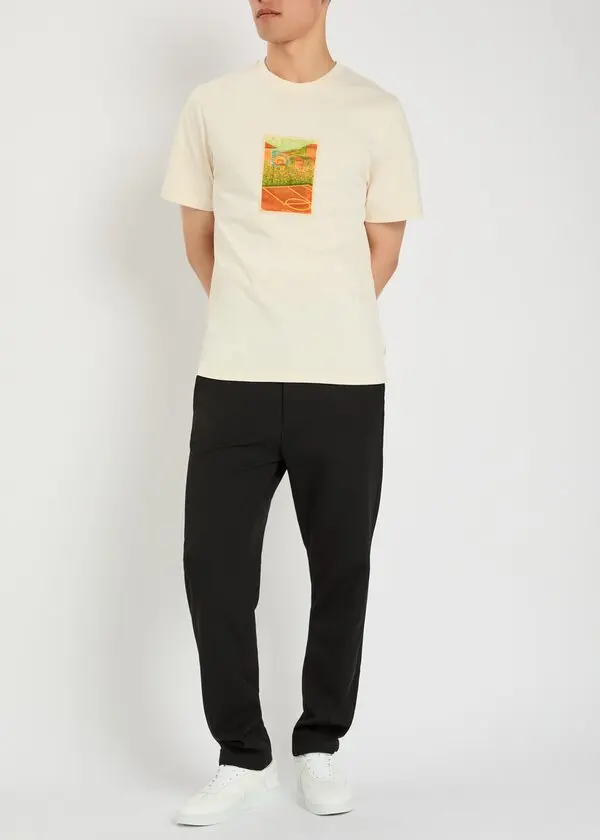 LES DEUX Court Printed Cotton T-shirt