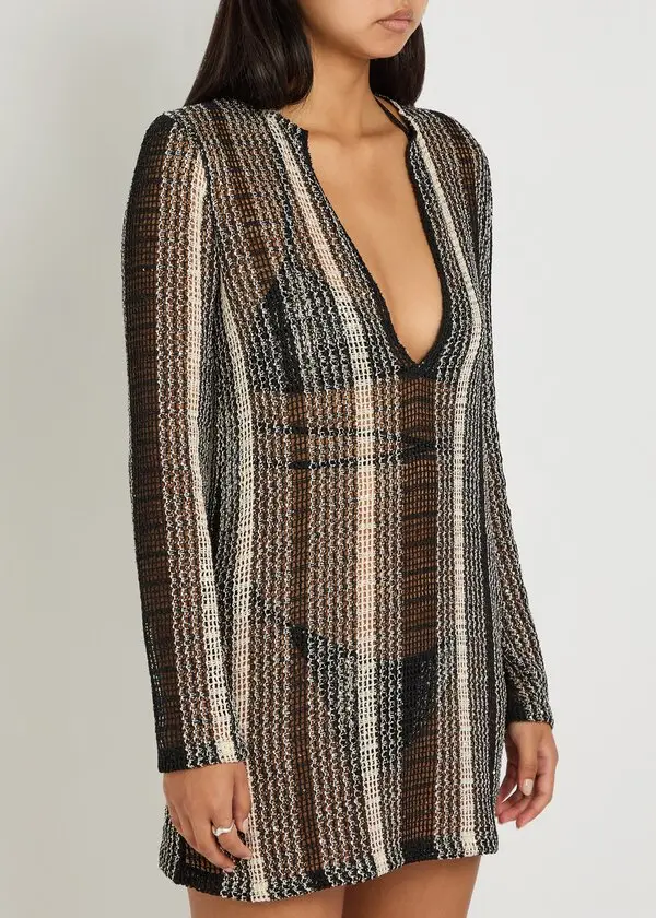 Missoni Striped Open-knit Cover-up Mini Beach Dress