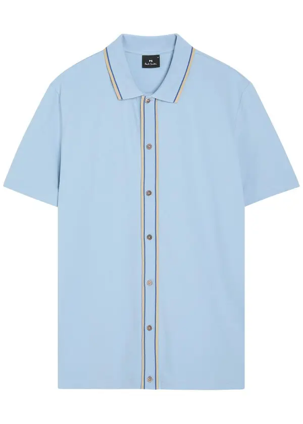 Paul Smith Striped-trim Cotton-blend Shirt - Blue