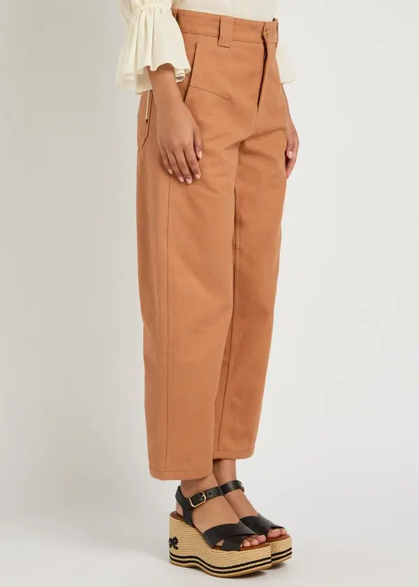 Chloé Barrel-leg Canvas Trousers