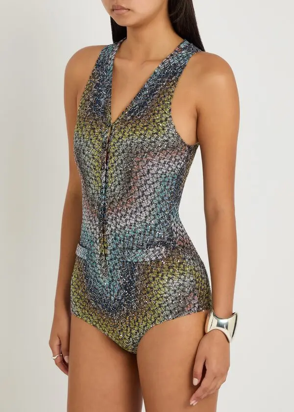 Missoni Zigzag Metallic-knit Swimsuit