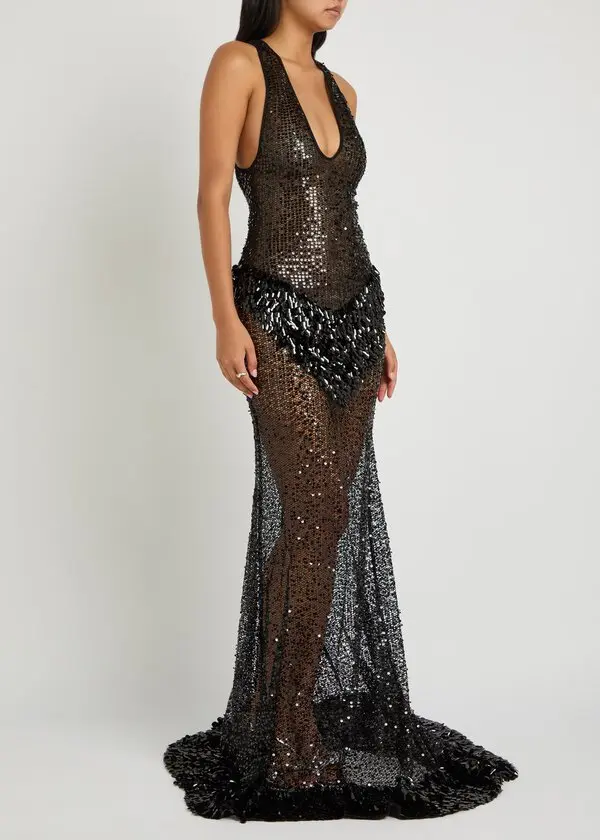 FARDA Sequin-embellished Tulle Gown