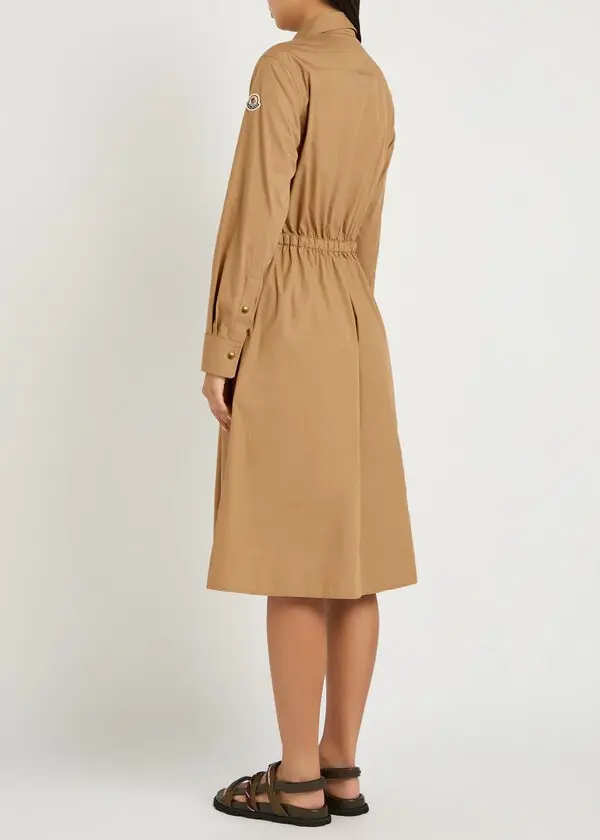 Moncler Drawstring Poplin Midi Shirt Dress