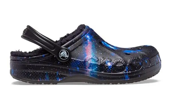 CROCS Baya Lined Fuzzy-strap Galaxy Clogs 'black Multi