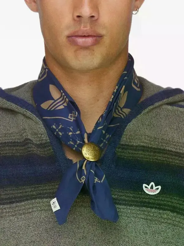 Adidas X Clot Geometrical Logo-print Metal-ring Scarf - Blue