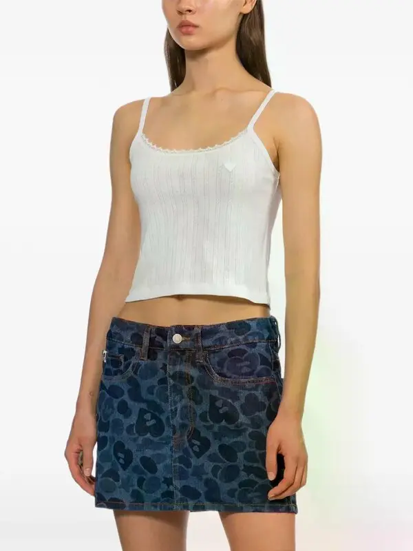 AAPE BY *A BATHING APE Lace-trim Ribbed Camisole - White