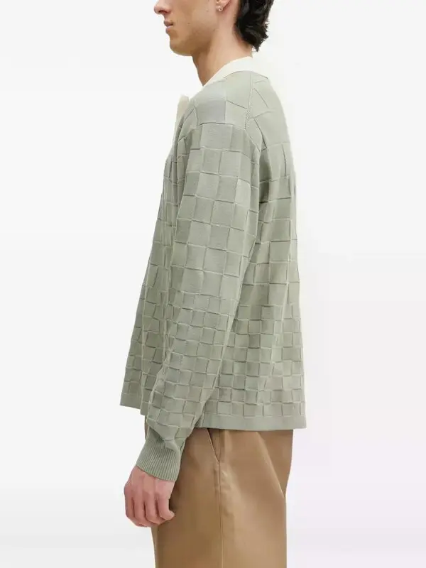 Filling Pieces Checkerboard Knit Long-sleeve Sweatshirt