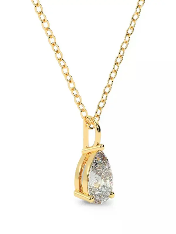 DIAMOND ESSENTIALS 14k Yellow Pear-cut Diamond Pendant Necklace