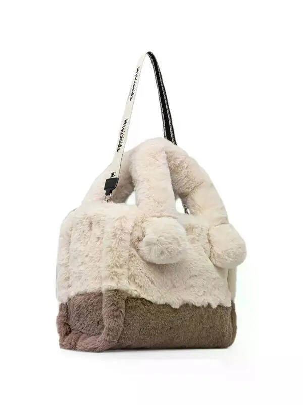 SPORTALM Faux-fur Logo Strap Tote Bag