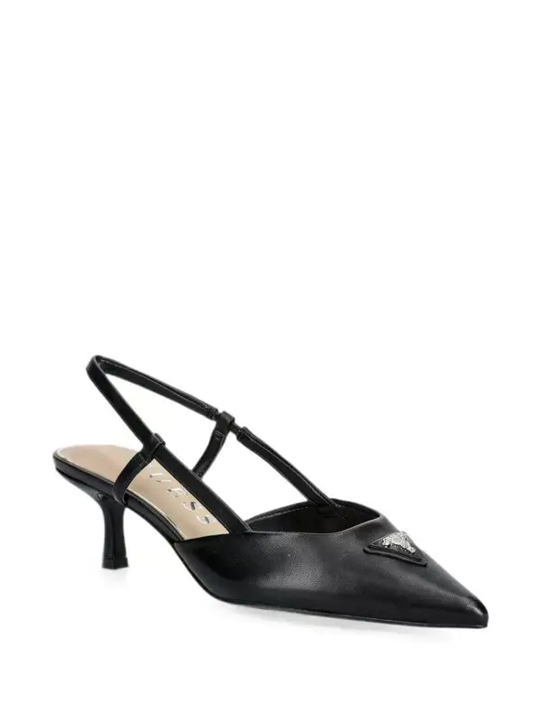 Guess Logo Plaque Slingback Pumps - Black
