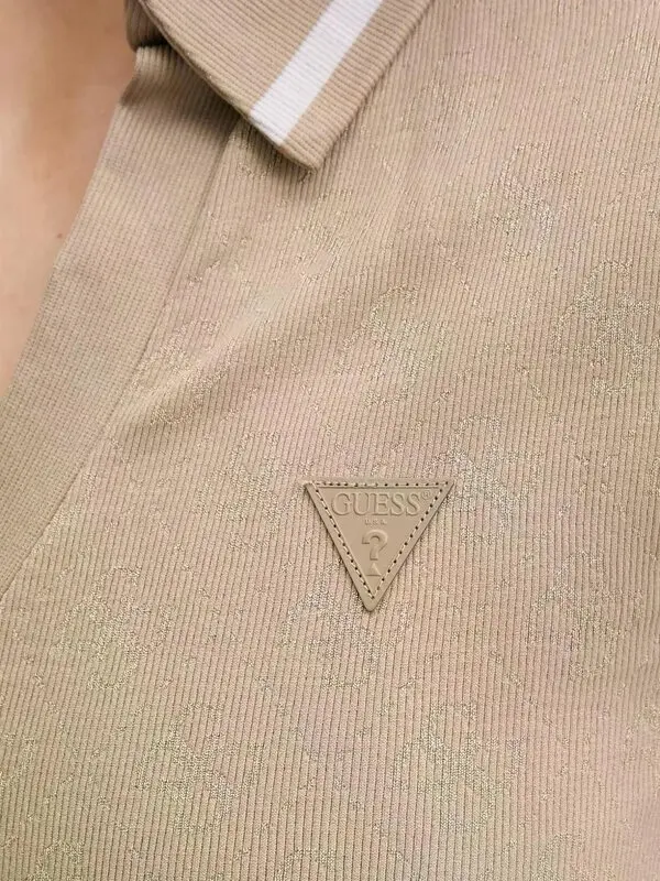 Guess 4g Logo Patterned Polo Collar Mini Dress