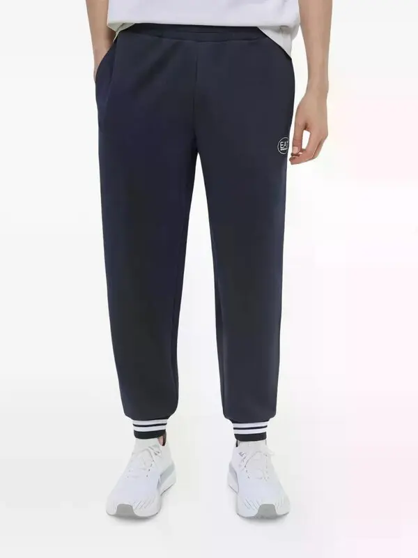EA7 Logo Print Striped Cuff Track Pants