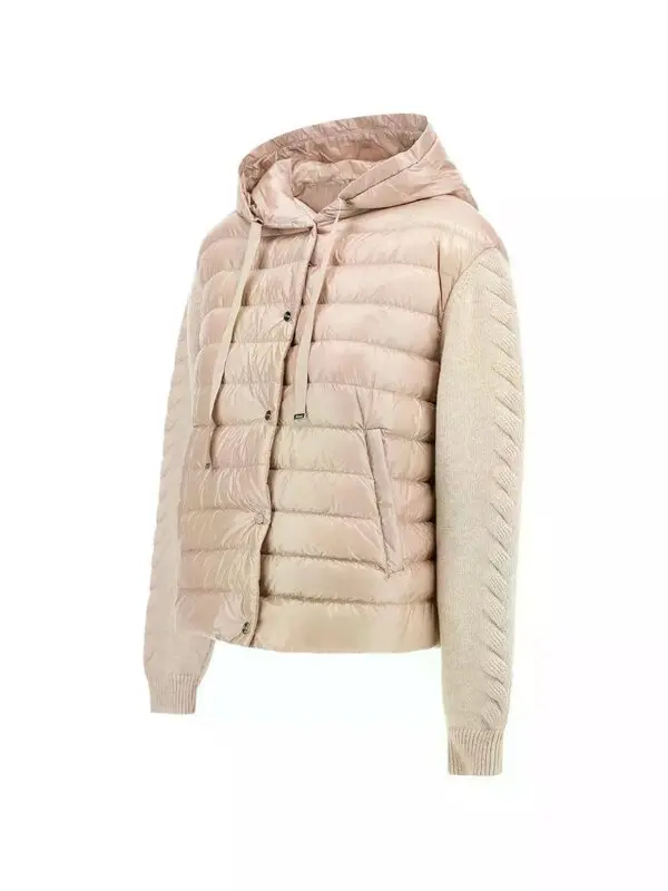 Herno Quilted Jacket With Cable-knit Sleeves - Neutrals