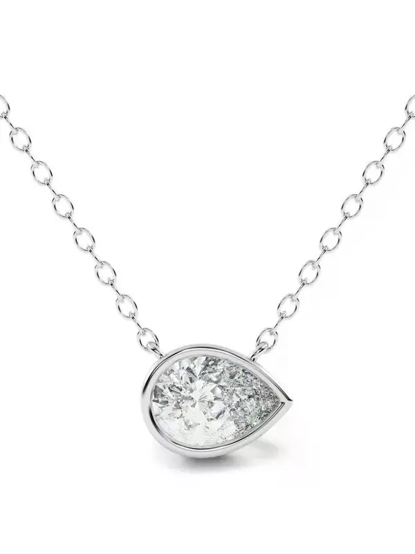 Diamond Essentials Laboratory-grown Pear-cut Diamond Solitaire Pendant Necklace - Silver