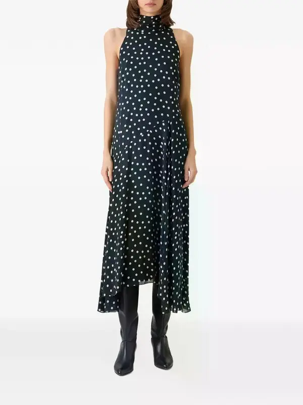 Akris Polka Dot Mock Neck Sleeveless Dress