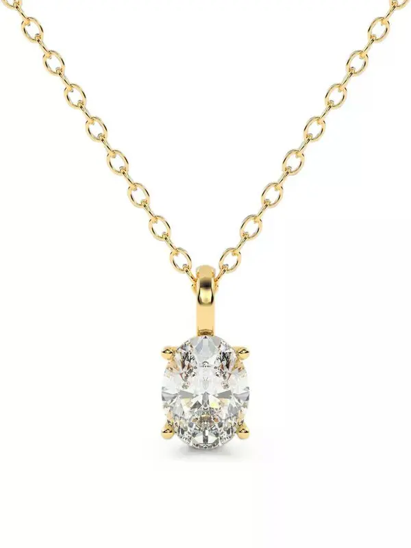 DIAMOND ESSENTIALS 14k Yellow Oval-cut Diamond Pendant Necklace