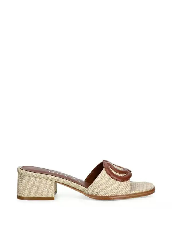 Guess Cerinna Logo Plaque Woven Block Heel Sandals