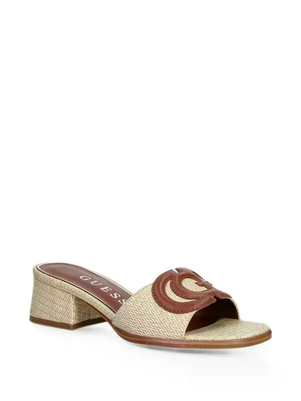 Guess Cerinna Logo Plaque Woven Block Heel Sandals