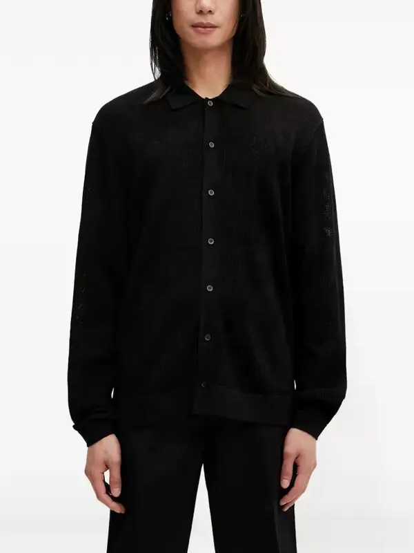 Filling Pieces Logo-jacquard Mesh Cardigan