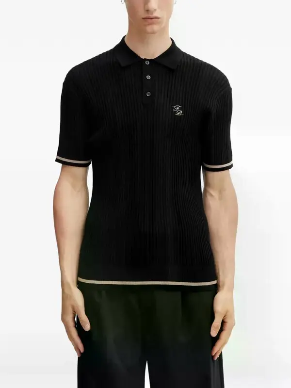 Filling Pieces Ribbed-knit Logo-embroidered Polo Shirt