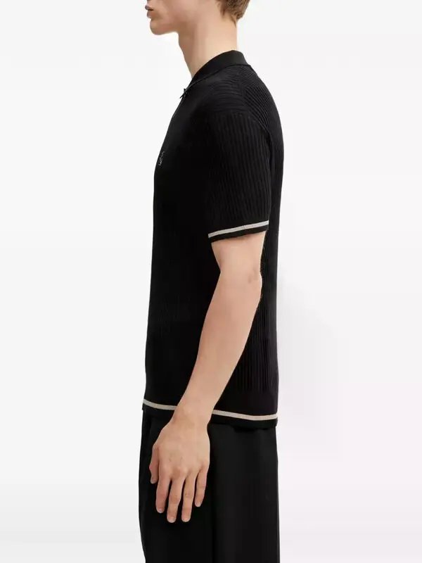 Filling Pieces Ribbed-knit Logo-embroidered Polo Shirt