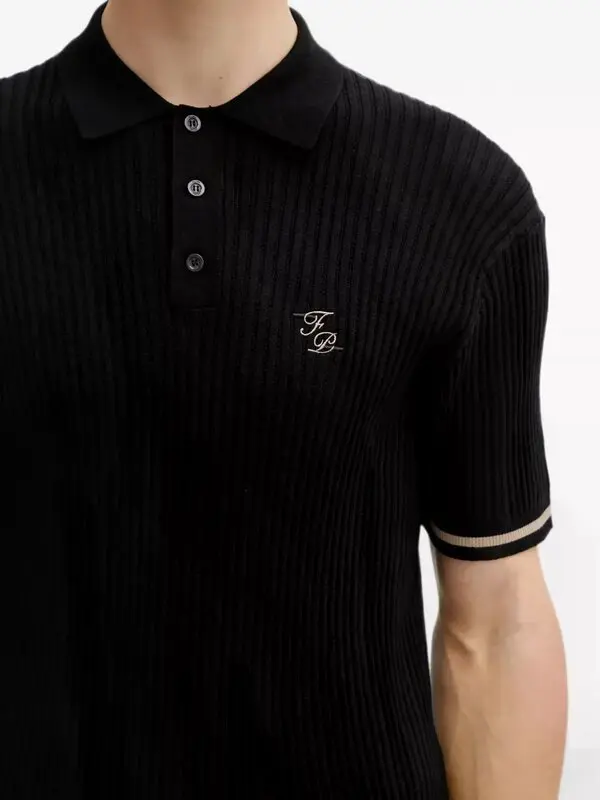 Filling Pieces Ribbed-knit Logo-embroidered Polo Shirt