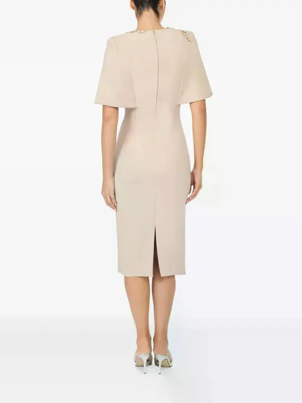 Jenny Packham Juniper Crystal Embellished Cape-sleeve Dress - Neutrals