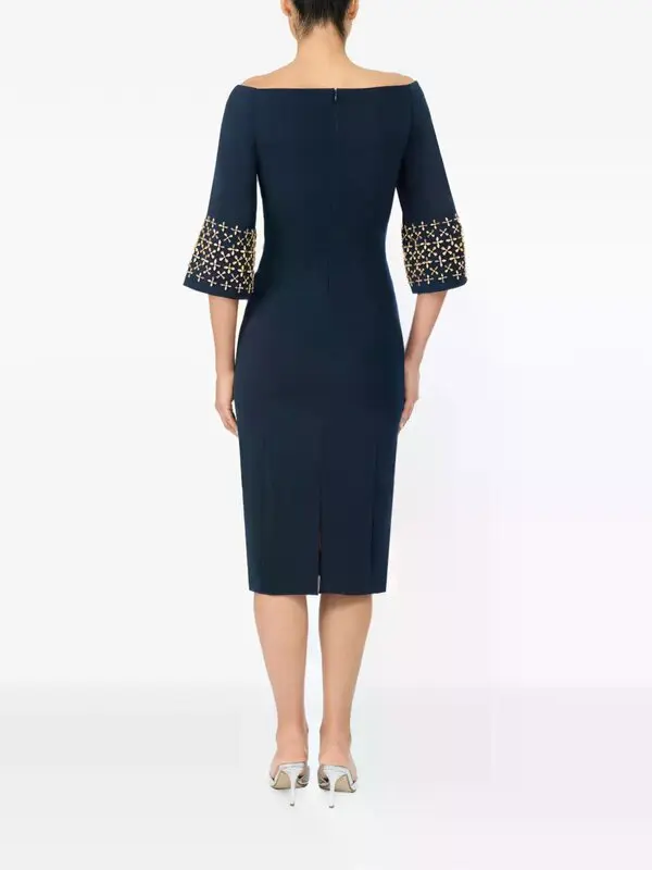 Jenny Packham Berkley Embellished Boat Neck Three-quarter Sleeve Dress