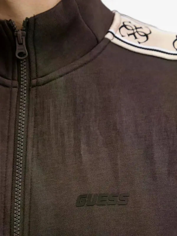 Guess Zip-up Sweater With Logo Tape