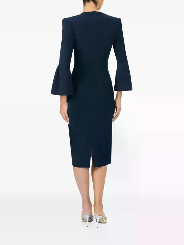 Jenny Packham Embellished Bow Bell-sleeve Midi Dress - Blue