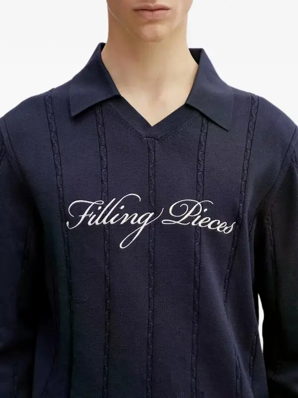Filling Pieces Logo Embroidered Cable Knit Sweatshirt