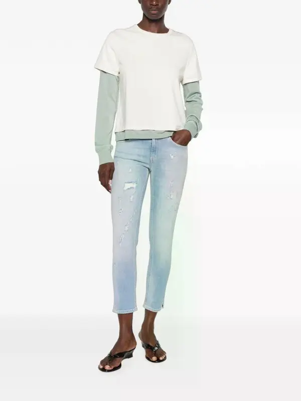 DONDUP Light Wash Distressed Denim Jeans