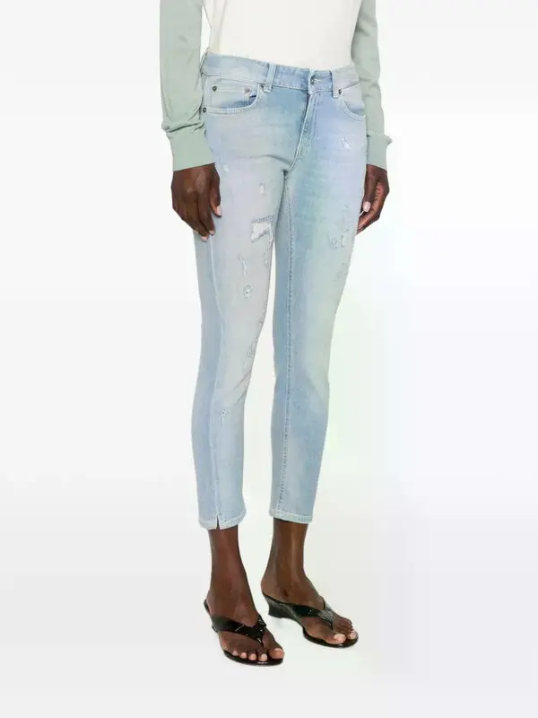 DONDUP Light Wash Distressed Denim Jeans
