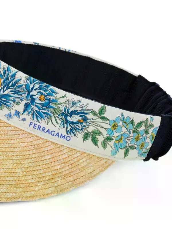 FERRAGAMO Spring-print Straw Visor