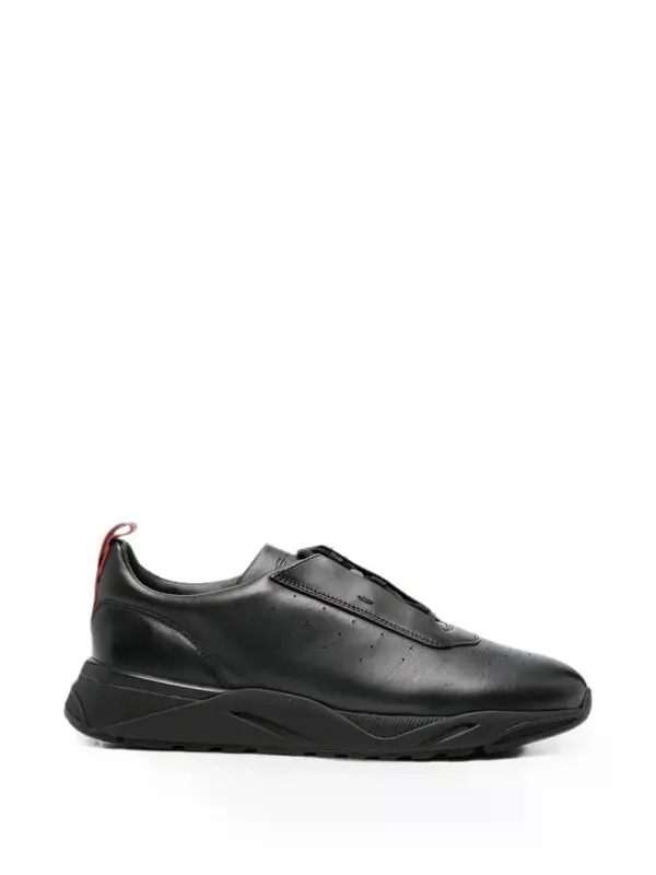Santoni Perforated Detail Lace-up Sneakers - Black