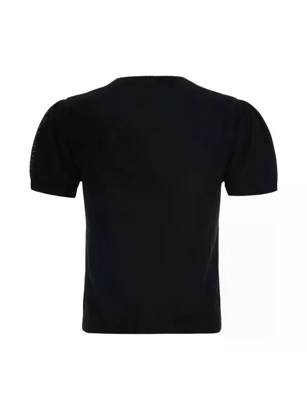 GANNI Argyle Pattern Logo Embroidered T-shirt