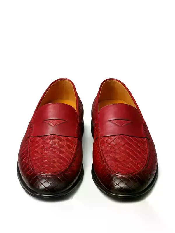 DOUCAL'S Woven Design Leather Loafers