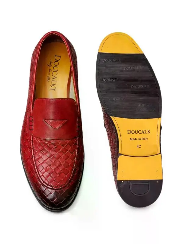 DOUCAL'S Woven Design Leather Loafers