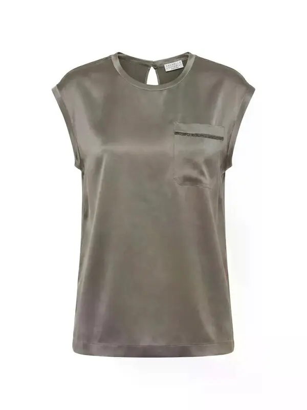 Brunello Cucinelli Monili Chain Embellished Silk Top