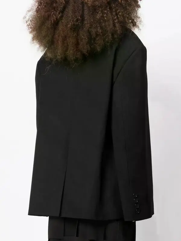 J KOO Double-breasted Wool Blend Blazer