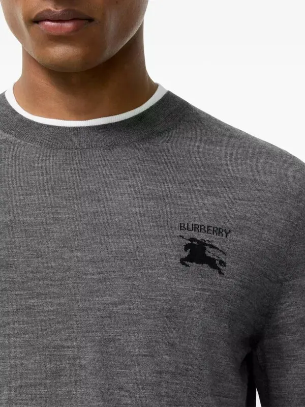 Burberry Wool Sweater With Equestrian Knight Design - Grey