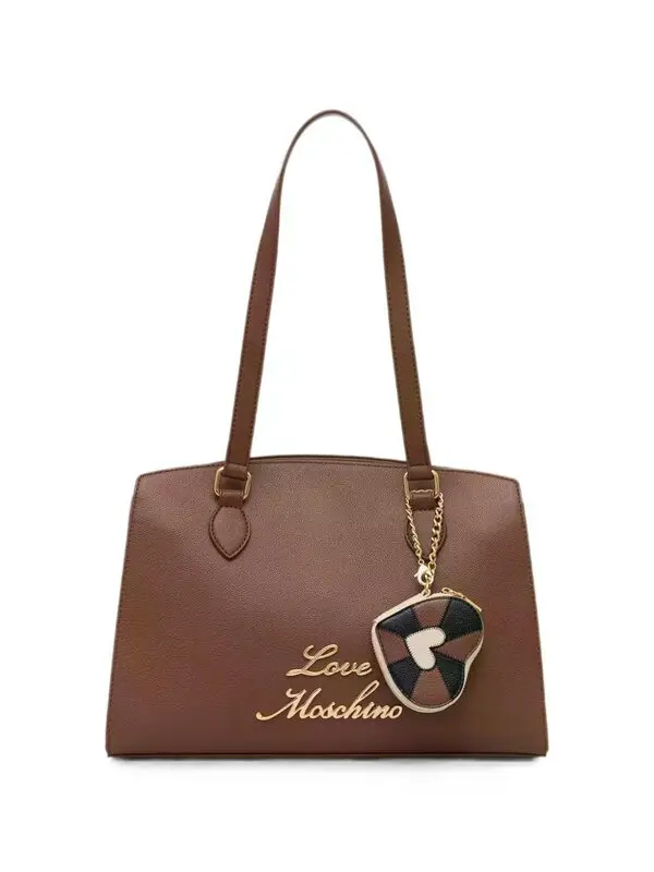Moschino Logo-lettering Heart-charm Tote Bag - Brown