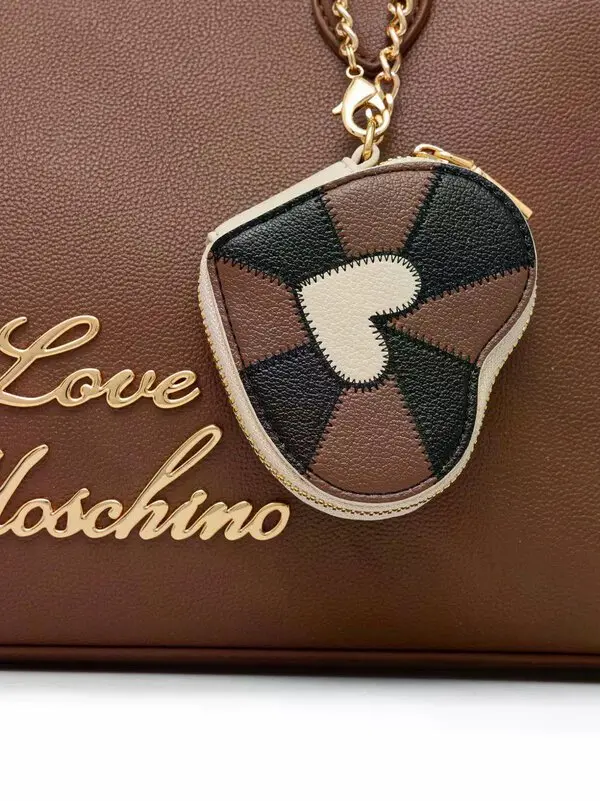 Moschino Logo-lettering Heart-charm Tote Bag - Brown