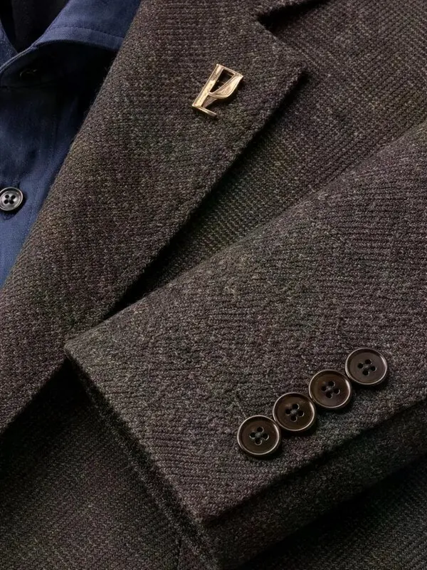 Pal Zileri Logo-plaque Single-breasted Blazer - Grey