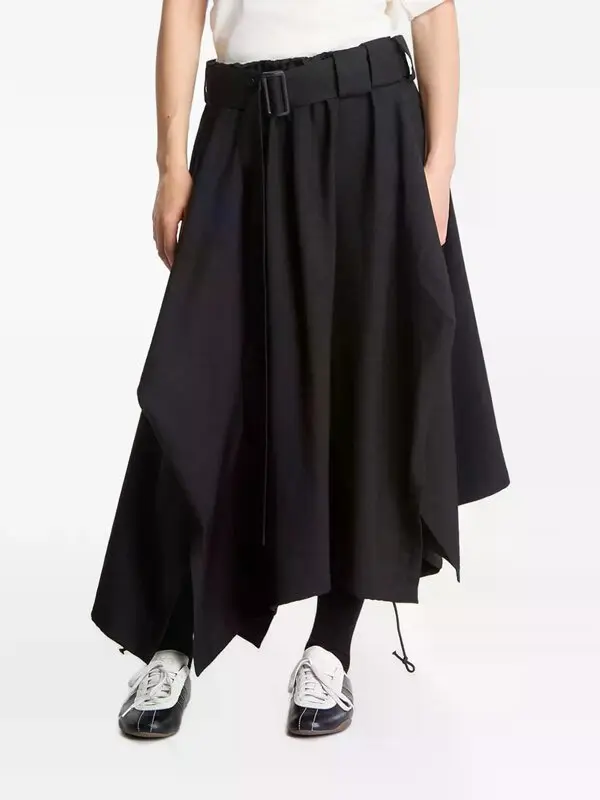 Y3 Sport Uniform Asymmetric Hem Midi Skirt